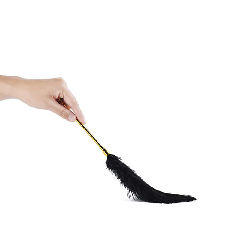 UPKO Luxury Feather Tickler with 24K Gold-Plated Handle